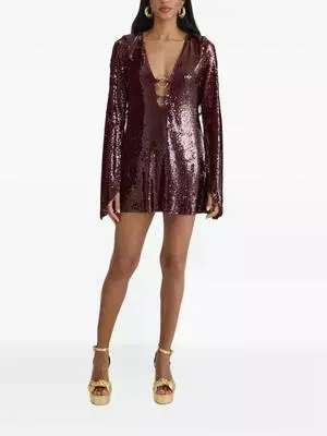 MOOS STUDIO Sequin Embellished Ring Detail Mini Dress