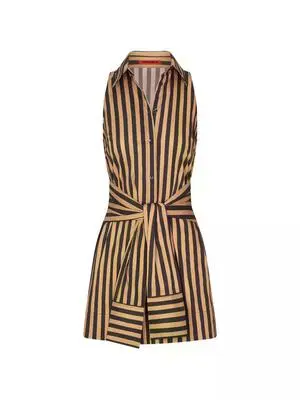SIMONMILLER Inna Striped Sleeveless Mini Shirt Dress - Black