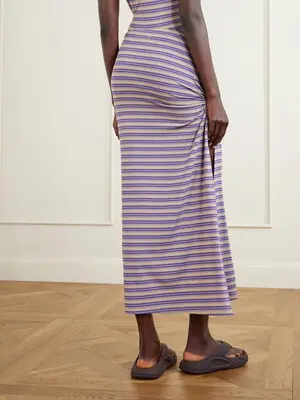 Rabanne Gathered Striped Jersey Maxi Skirt - Multi