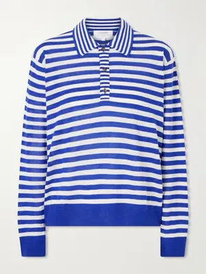 LA LIGNE Striped Silk, Wool And Cashmere-blend Polo Sweater - Multi