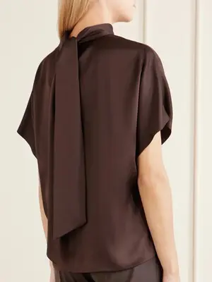 Brunello Cucinelli Draped Silk-satin Blouse