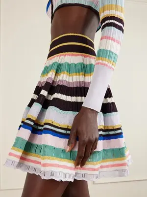 Alaïa Striped Knitted Crinoline Mini Skirt
