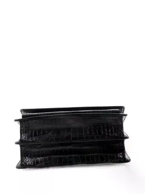 Saint Laurent Sunset Crocodile Embossed Leather Medium Crossbody Bag - Black