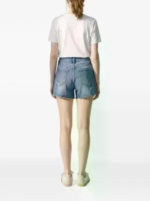 HEY JOANIE Distressed Frayed-hem Denim Shorts