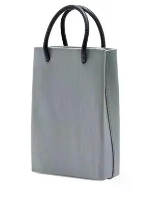 Balenciaga Calfskin Logo Shopping Phone Holder Satchel - Grey