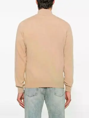 SERGIO MORETTI FIRENZE Half-zip High Neck Sweater - Neutrals