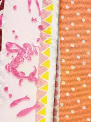 Prada Printed Silk Twill Skinny Scarf - Pink