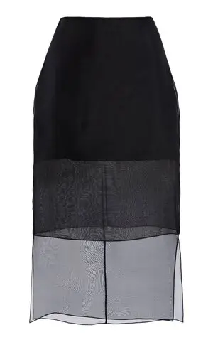 Brandon Maxwell The Brett Sheer-overlay Silk Midi Skirt - Black
