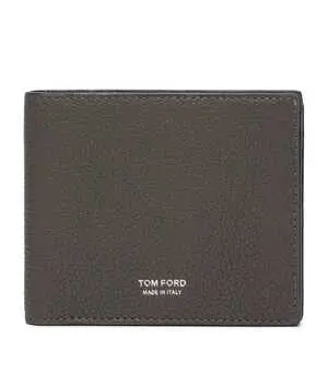 TOM FORD Grained Leather Bifold Wallet - Grey