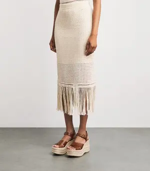 Zimmermann Indra Crochet Midi Skirt With Fringe