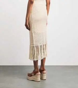 Zimmermann Indra Crochet Midi Skirt With Fringe