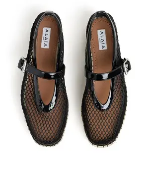 Alaïa Net Platform Espadrilles - Black