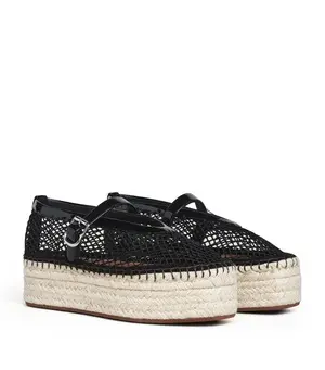 Alaïa Net Platform Espadrilles - Black