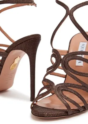 AQUAZZURA Serenade 105 Raffia Sandals - Brown
