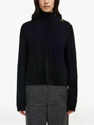 FERRAGAMO Knitted Sweater With Gancini Button Detail
