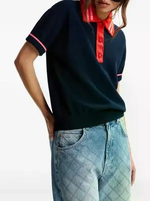 Essentiel Antwerp Lace-trimmed Strawberry-button Polo Top