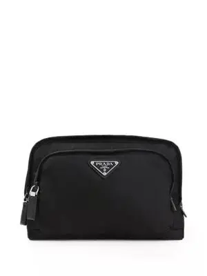 Prada Logo-plaque Pouch Bag - Black