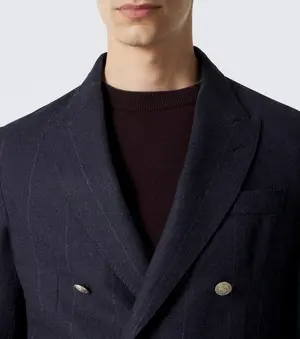 Eleventy Pinstriped Wool, Cotton, And Cashmere Blazer