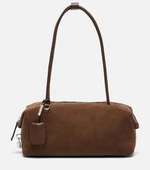 Max Mara Suede Shoulder Bag With Detachable Padlock - Brown