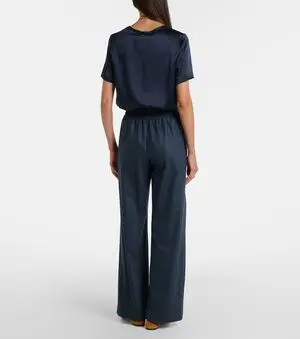 Eleventy Wool And Cashmere Wide-leg Trousers