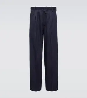 Kenzo Pinstripe Cotton And Linen Trousers