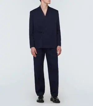 Kenzo Pinstripe Cotton And Linen Trousers