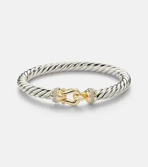David Yurman Cable Flex® Buckle Sterling And 14kt Gold Bracelet With Diamonds