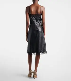 Magda Butrym Lace-trimmed Leather Midi Dress