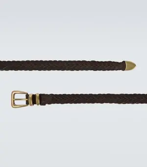Eleventy Braided Suede Leather Belt