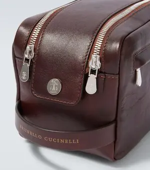 Brunello Cucinelli Leather Toiletry Bag - Brown