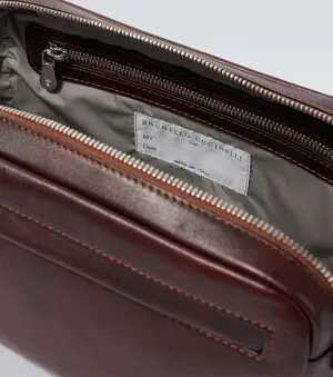 Brunello Cucinelli Leather Toiletry Bag - Brown