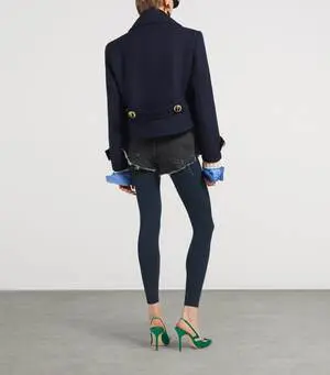 Balenciaga Cropped Wool Pea Coat With Double-breasted Fastening