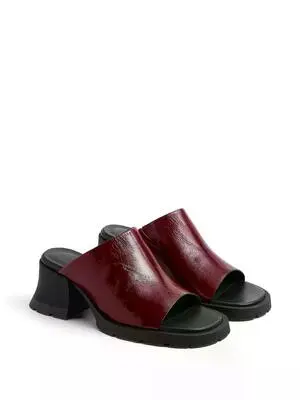 MIISTA Patent Finish Block-heel Mules