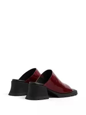 MIISTA Patent Finish Block-heel Mules