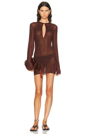 SEROYA Emeri Metallic Mini Dress - Rust