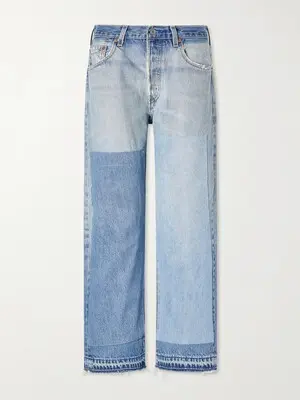 B Sides Vintage Patchwork Mid-rise Wide-leg Jeans - Blue
