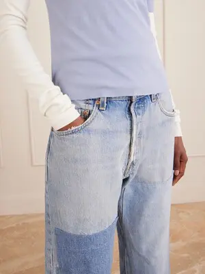 B Sides Vintage Patchwork Mid-rise Wide-leg Jeans