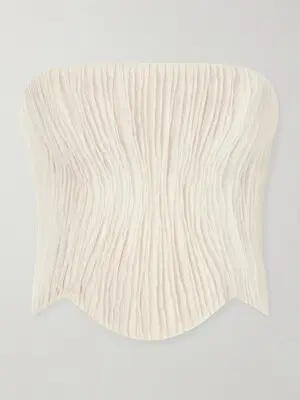 DANIELLE FRANKEL Anais Crinkled-organza Bustier Top - Neutrals