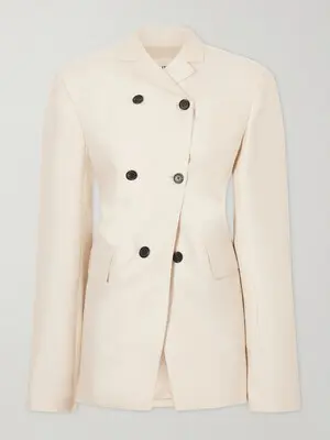 Khaite Double-breasted Wool And Silk-blend Blazer - Neutrals