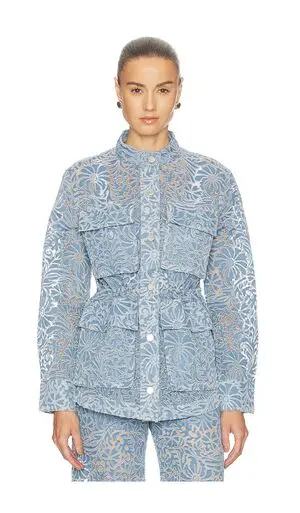 Veronica Beard Burnout Floral Lane Jacket - Blue
