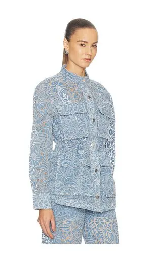 Veronica Beard Lane Burnout Floral Denim Jacket