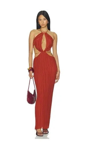Nbd Suhani Pleated Maxi Gown - Rust