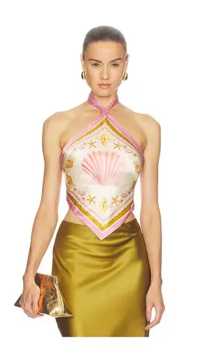 Retrofete Halter Neck Scarf Top - Multi