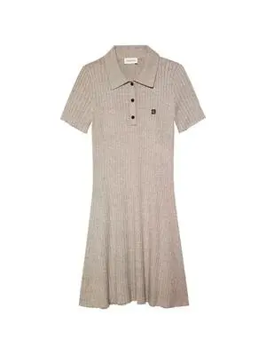 Calvin Klein Ribbed Knit Polo Mini Dress - Grey