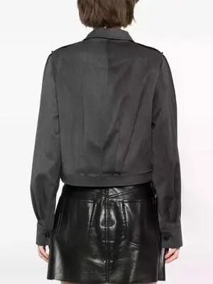 LOW CLASSIC Melange Spread Collar Shirt Jacket