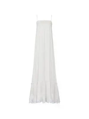 Saint Laurent Lace Trim Maxi Dress - Neutrals
