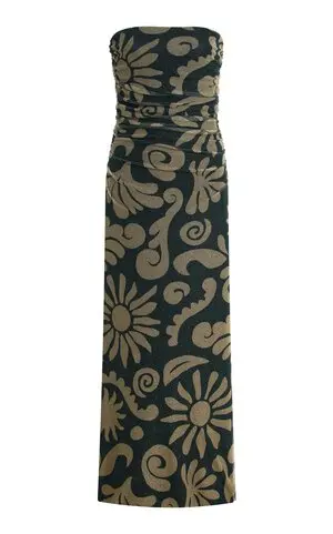 CALA DE LA CRUZ Cala De La Cruz Daphne Printed Strapless Maxi Dress Multi