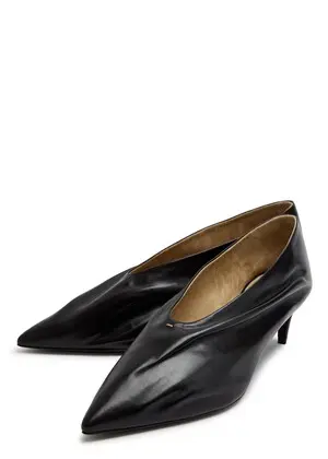 Khaite Miriam Draped Leather Pumps - Black