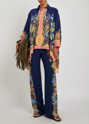 Etro Printed Asymmetric Silk Shirt