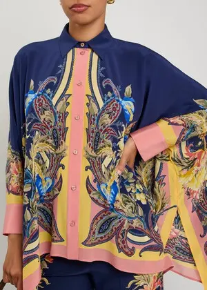 Etro Printed Asymmetric Silk Shirt